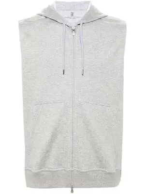 Brunello Cucinelli Sleeveless Cotton-cashmere Hoodie - Grey