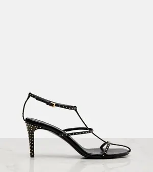 Khaite Cage 75 Studded Leather Sandals - Black