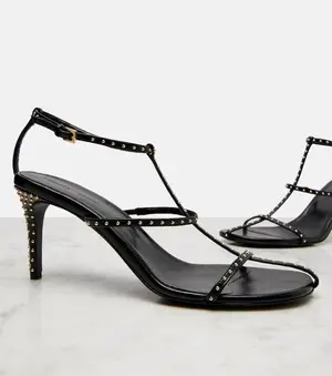 Khaite Cage 75 Studded Leather Sandals - Black