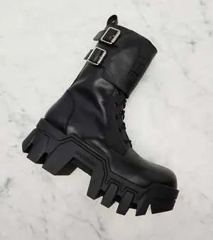 Balenciaga Bulldozer 25 Leather Platform Combat Boots