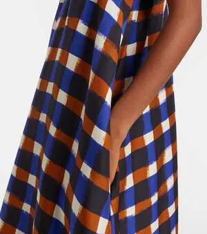 Asceno Napoli Checked Silk Twill Maxi Dress