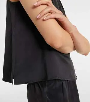 Asceno Sofia Silk Charmeuse Tank Top - Black