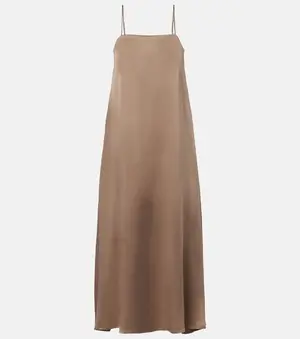 Asceno Melfi Silk Twill Maxi Dress - Grey