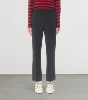 Valentino Garavani Virgin Wool Flared Trousers - Black