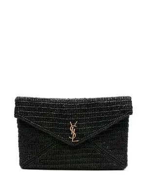 Saint Laurent Logo-plaque Clutch Bag - Black