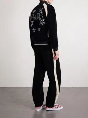 Valentino Garavani Striped Cotton-blend Velvet Sweatpants
