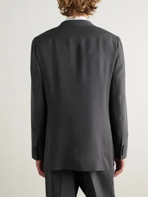 UMIT BENAN Richard Double-breasted Silk And Wool-blend Blazer