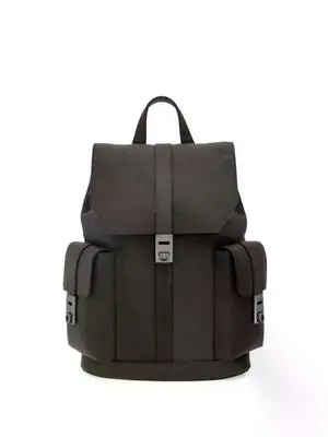 FERRAGAMO Hammered Leather Utility Backpack - Brown