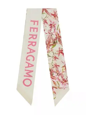 FERRAGAMO Floral Bloom Silk Scarf - Neutrals