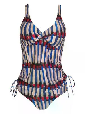 LYGIA & NANNY Striped Tie Tankini Set - Blue