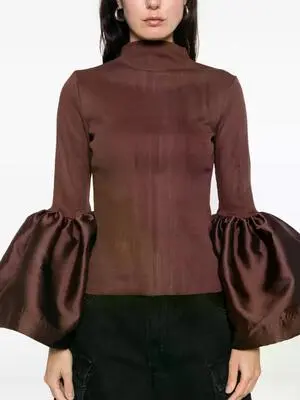 MARQUES' ALMEIDA Turtleneck Top With Puff Sleeves - Brown