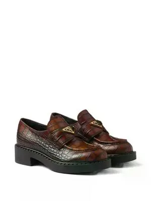 Prada Crocodile-print Loafers