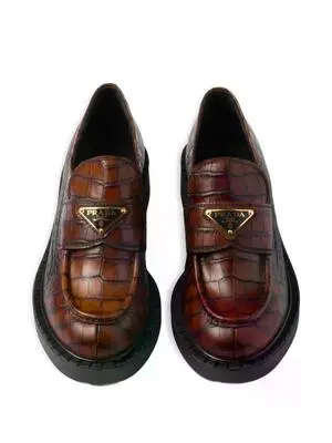 Prada Crocodile-print Loafers