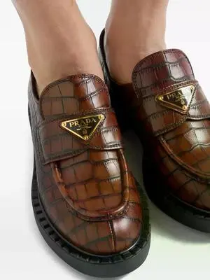 Prada Crocodile-print Loafers
