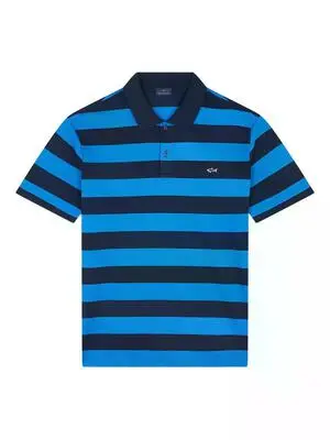 Paul & Shark Striped Double Piqué Cotton Polo Shirt - Blue