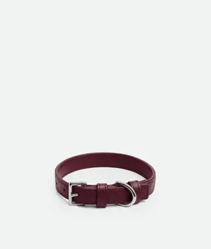 BOTTEGA  VENETA Small Intrecciato Dog Collar - Barolo