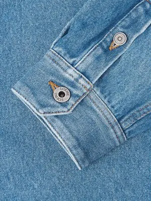 Loewe Anagram Logo-embroidered Denim Overshirt - Blue