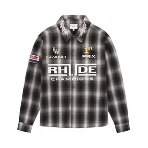 Rhude Racing Logo Printed Checked Shirt