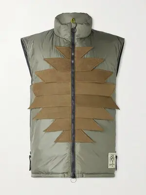Kapital Zepher Suede-trimmed Shell Gilet - Green