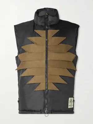 Kapital Zepher Suede-trimmed Shell Gilet - Black