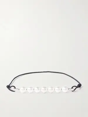 Le Gramme 13g Beaded Sterling And Cord Bracelet - Silver