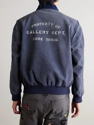 GALLERY DEPT. Corduroy-trimmed Logo-print Cotton Bomber Jacket - Blue