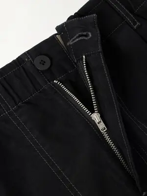 Folk Assembly Straight-leg Pleated Cotton-blend Trousers - Black