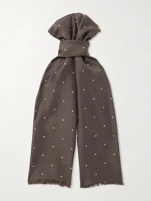 FAVOURBROOK Polka-dot Silk-twill Scarf