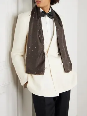 FAVOURBROOK Polka-dot Silk-twill Scarf