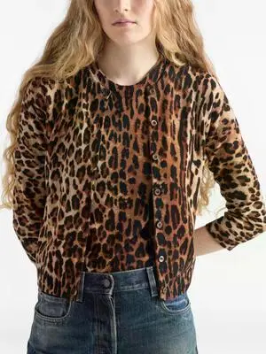 Prada Animal-print Button-up Cardigan
