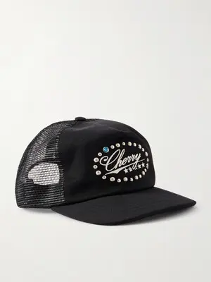 CHERRY LOS ANGELES Studded Logo-embroidered Trucker Cap - Black