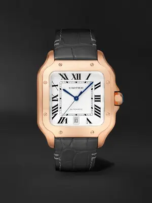 CARTIER Santos De Large Automatic 39.8mm Interchangeable 18-karat Gold And Alligator Strap Watch - White