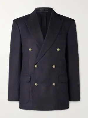 Dunhill Double-breasted Cashmere Blazer - Navy