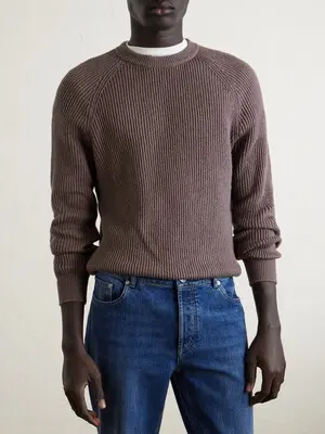 Brunello Cucinelli Ribbed Cotton Sweater - Brown