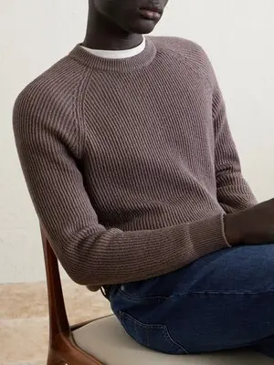Brunello Cucinelli Ribbed Cotton Sweater - Brown