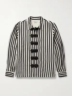 Men's White Black Striped Shirts