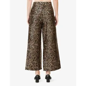 SISTER JANE Leopard-print Wide-leg Woven Trousers