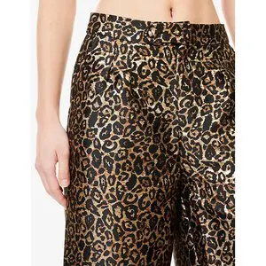 SISTER JANE Leopard-print Wide-leg Woven Trousers