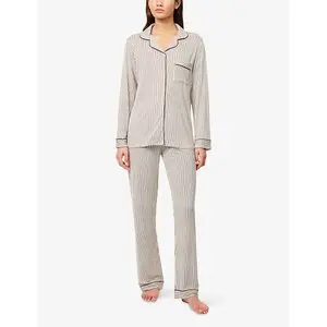 THE NAP CO Satin Striped Stretch-modal Pyjamas