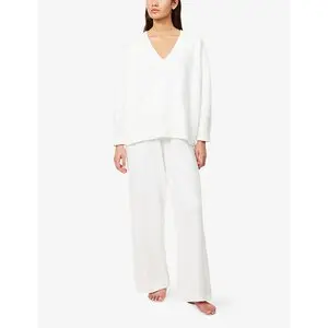 Eberjey Oversized-fit V-neck Bouclé Jumper - Ivory