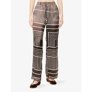 4TH & RECKLESS Amira Graphic-pattern Satin Trousers