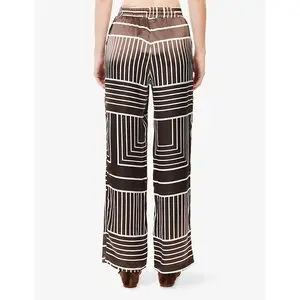 4TH & RECKLESS Amira Graphic-pattern Satin Trousers