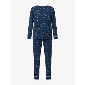 Eberjey Gisele Graphic-print Modal-jersey Pyjamas - Forest Pine Navy/ivory