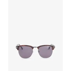 TOM FORD Polarized Round Sunglasses - Dark Havana / Smoke