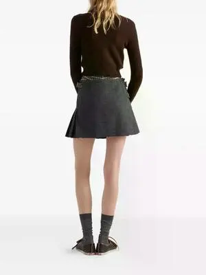 Prada Pleated Wool Mini Skirt