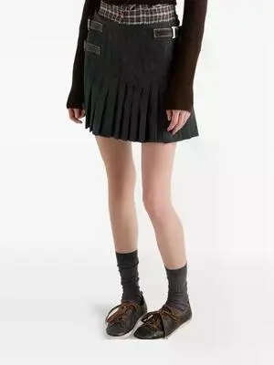 Prada Pleated Wool Mini Skirt