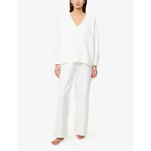 Eberjey High-rise Wide-leg Bouclé Trousers - Ivory