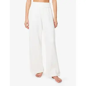 Eberjey High-rise Wide-leg Bouclé Trousers - Ivory