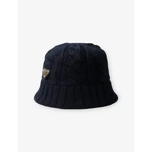 Prada Logo-plaque Wool Bucket Hat - Blue