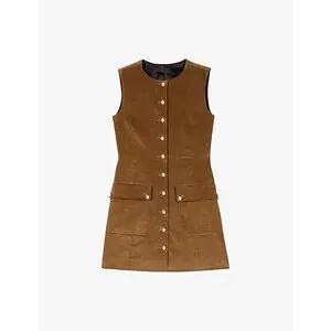 Maje Button-through Sleeveless Corduroy Mini Dress